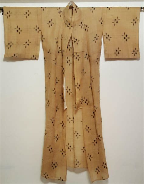 Rare Vintage Antique Japanese Bashofu Banana Fiber Double Ikat Kimono