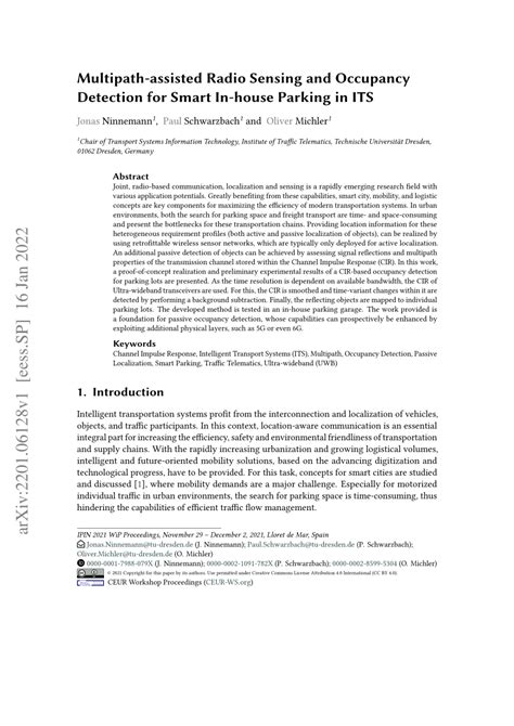Pdf Multipath Assisted Radio Sensing And Occupancy Detection For Smart In House Parking In Its