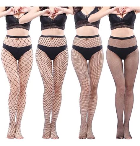 4pcs Medias Mallas De Red Pantimedia De Liguero Sexy Mujer Meses Sin