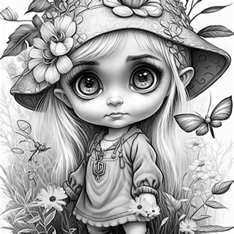56 Cute Darling Young Gnome Girl Coloring Pages For Adults Etsy
