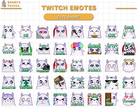 40x Cute Ghost Twitch Emotes Pack Ghost Stream Emotes Ready To Use