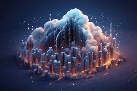 Premium Photo Binary Cloud Computing Concept Illustration