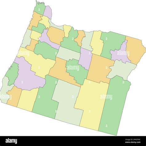 Oregon Highly Detailed Editable Political Map Stock Vector Image