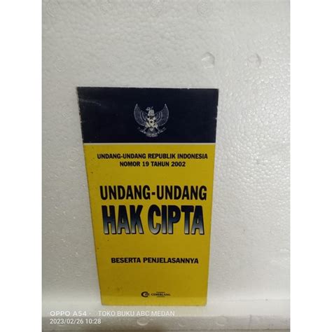 Jual BUKU UU RI NO 19 TAHUN 2002 UNDANG UNDANG HAK CIPTA BESERTA