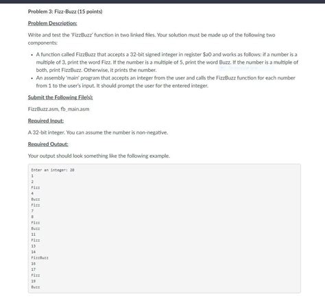 Solved Problem 3 Fizz Buzz 15 Points Problem Description