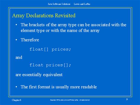 Array Declarations Revisited