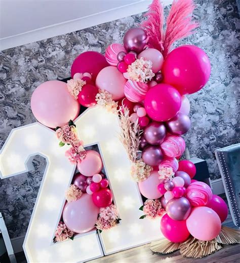 21st Birthday Party Decorations With Balloons And Flowers
