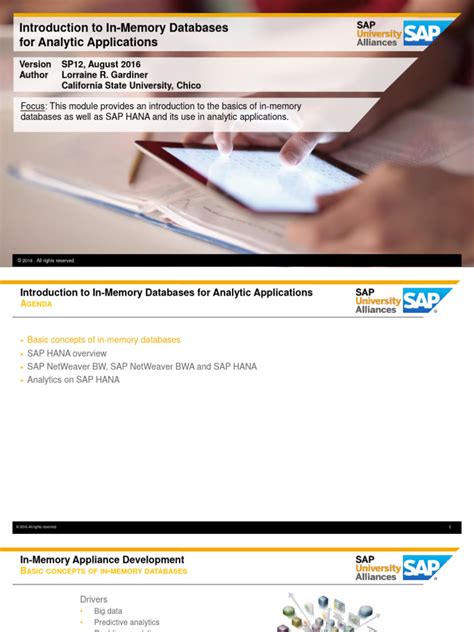 00 Introduction To Sap Hana Chapter 1 Intro To In Memory Slides En