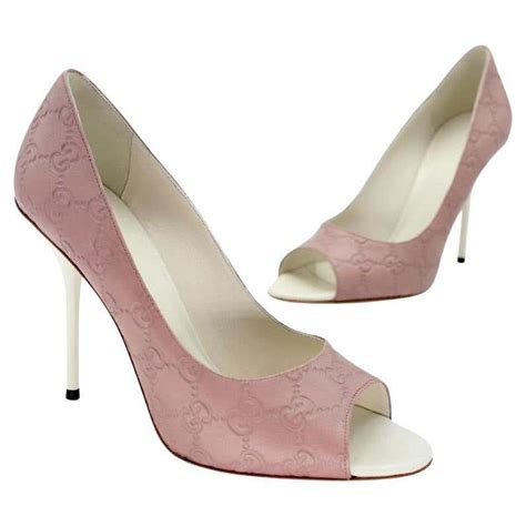 Gucci Signature Patent Leather High Heels Gg Sz 37 Moca Pumps Gg S0917p