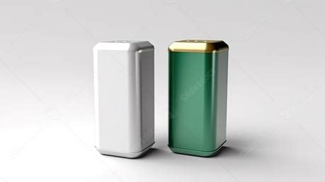 Isolated 3D Rendering Rectangular Metallic Can Mockup In White And