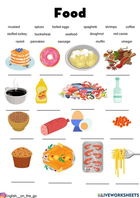 Food Worksheet English Words Learning