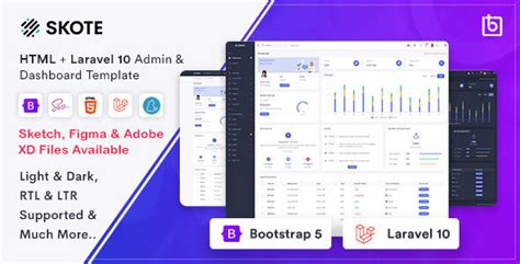 Skote Html And Laravel 10 Admin Dashboard Template Sketch By Themesbrand