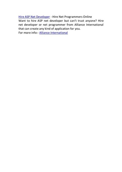 Ppt Hire Asp Net Developer Hire Net Programmers Online Powerpoint