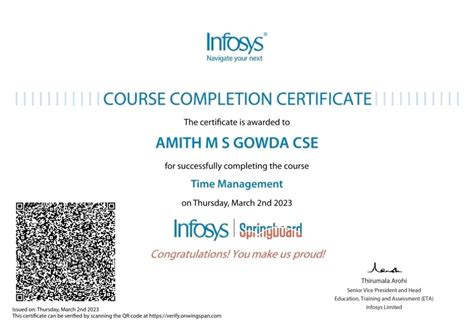 Amith M S Gowda On Linkedin Had A Good Experience On Attending The Course Of Time Management