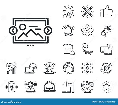 Image Carousel Line Icon Photo Thumbnail Sign Place Location