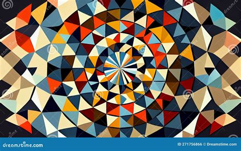 Interlocking Geometries A Symphony Of Red Blue And Gray Ai Generated