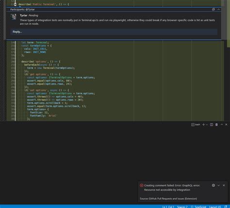 GraphQL Error When Making A PR Comment In Codespaces Issue 3206