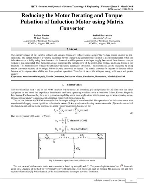 pdf reducing the motor derating and torque pulsation of induction