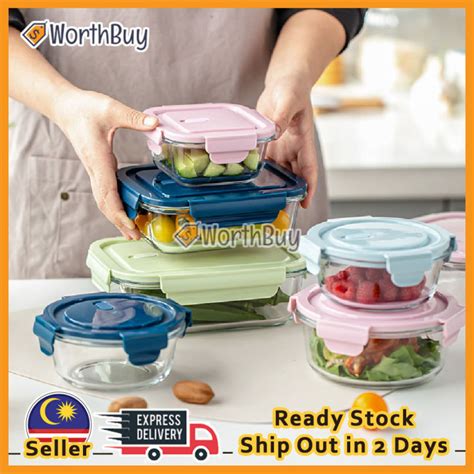 Worthbuy Borosilicate Glass Container Bekas Makanan Kaca Lunch Box