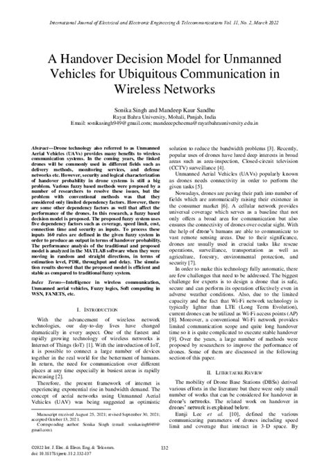 pdf a handover decision model for unmanned vehicles for ubiquitous