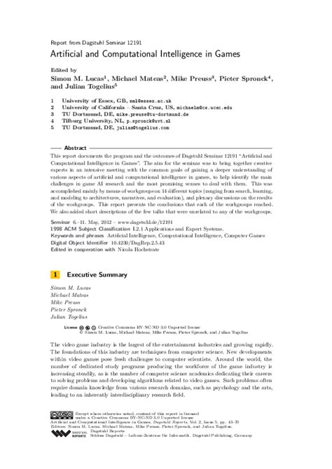 pdf artificial and computational intelligence in games