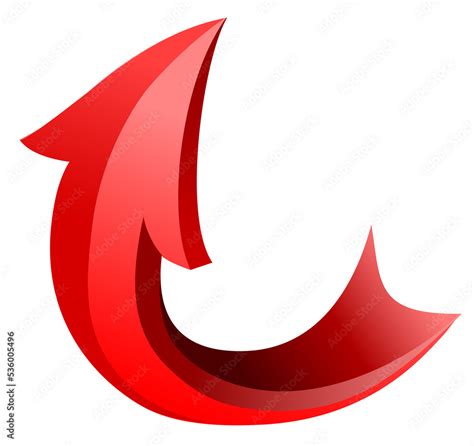 Curved 3d Arrow Icon Red Rounded Arrow Illustration With Shadow And