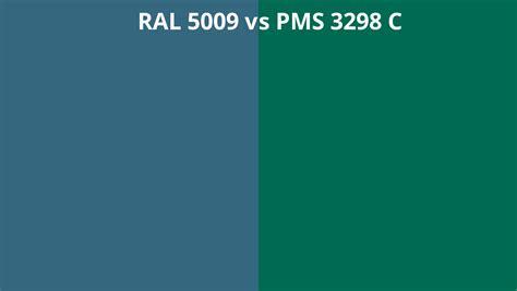 Ral 5009 Vs Pms 3298 C Ral Colour Chart Uk