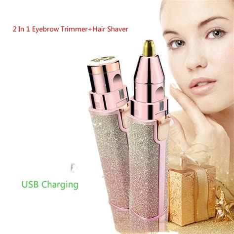 2 In 1 Electric Eyebrow Trimmer Makeup Painless Eye Brow Epilator Mini
