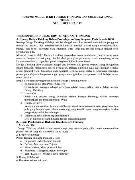 Resume Modul 11 Kb 4 Design Thinking Dan Computational Thinking Pdf