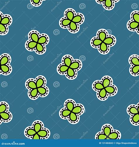 Vector Seamless Pattern In Pop Art Style Clover Stock Illustration Illustration Of White