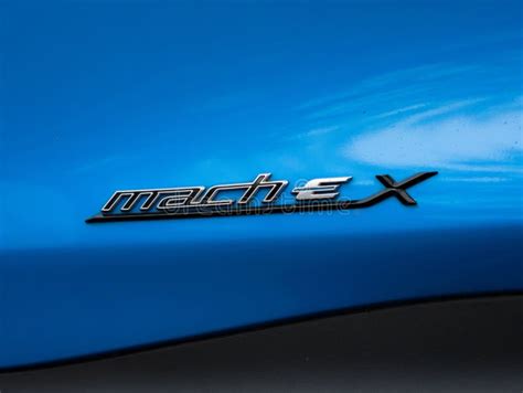 Ford Mach E Emblem On The Exterior Of An Electric Car Editorial Photography Image Of Logo