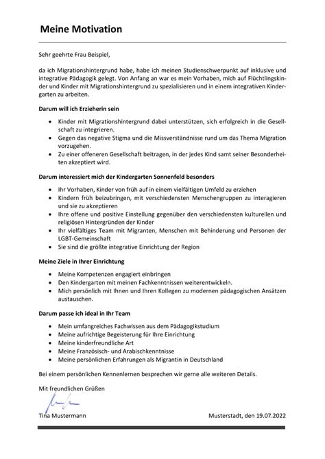 Motivationsschreiben Muster Beispiel Vorlage Bewerbung Ohne
