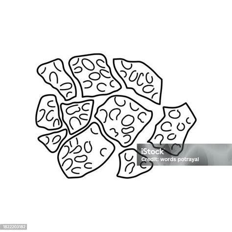 손으로 그린 아이 그림 만화 벡터 일러스트 레이 션 부서지기 쉬운 사탕 흰색 배경에 고립 3차원 형태에 대한 스톡 벡터 아트 및 기타 이미지 3차원 형태 갈색 개체