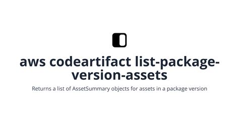 Aws Codeartifact List Package Version Assets Fig