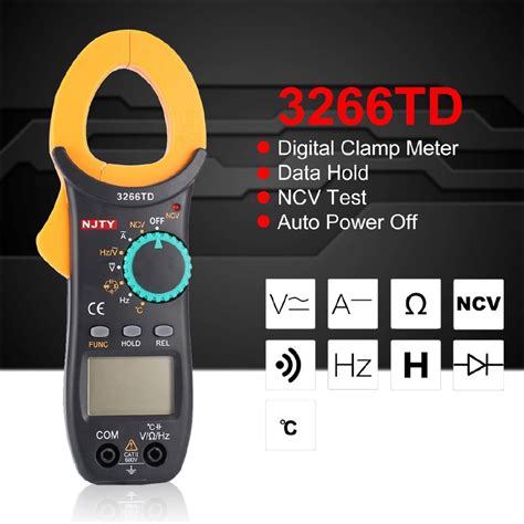 NJTY TD แคลมปมเตอร Digital Clamp Meter Counts Auto Range Multimeter with NCV Test AC