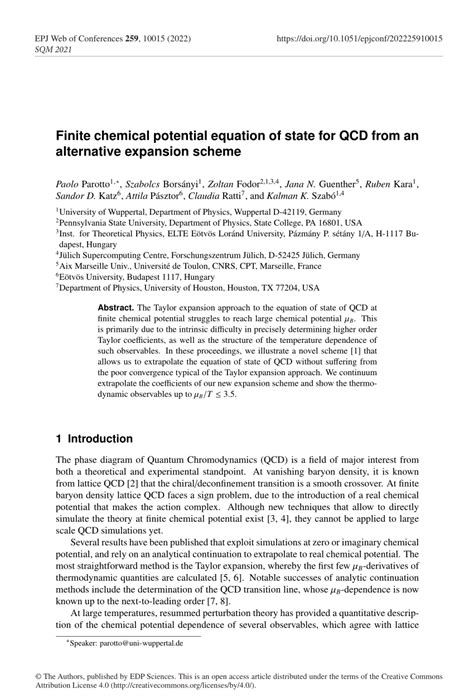 Pdf Finite Chemical Potential Equation Of State For Qcd From An