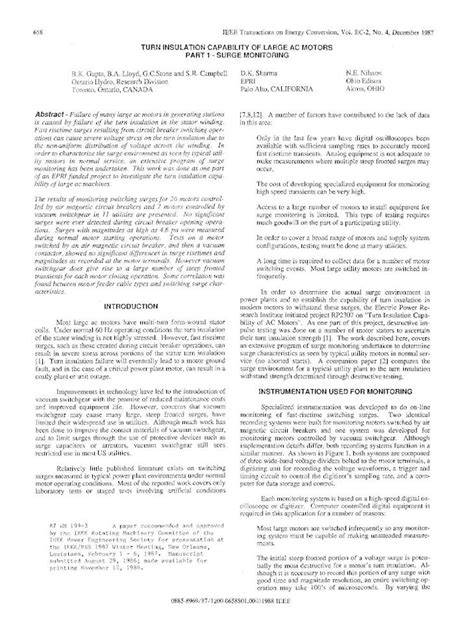 Pdf Turn Insulation Capability Of Large Ac Motors Part 1 Surge Monitoring Dokumen Tips