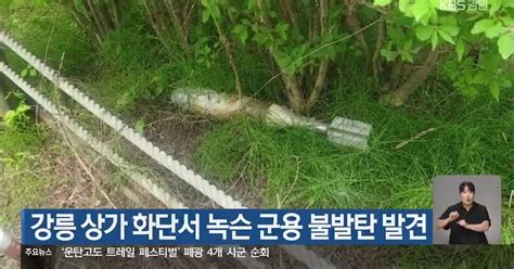 강릉 상가 화단서 녹슨 군용 불발탄 발견