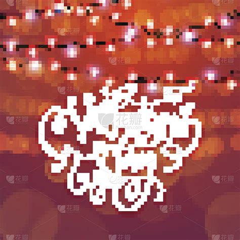 心形情人花环闪闪发光的图案背景