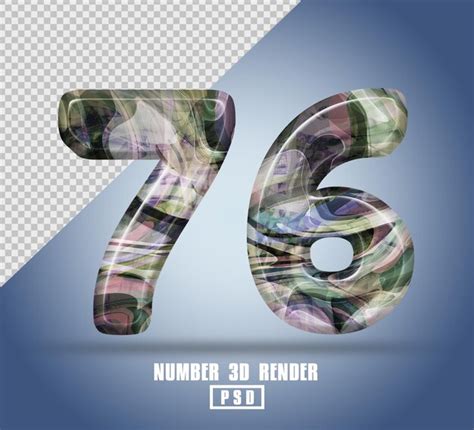 Premium Psd 3d Render Number 76 With Abstract Liquid Texture Color