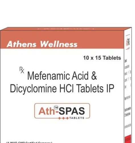 Mefenamic Acid And Dicyclomine HCl Tablets IP At 580 Box Mefenamic