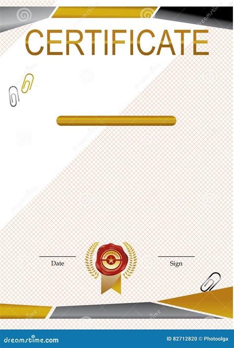 Official Squared Notebook Certificate Stock Vector Illustration Of