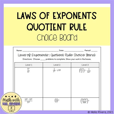 Quotient Rule Exponents