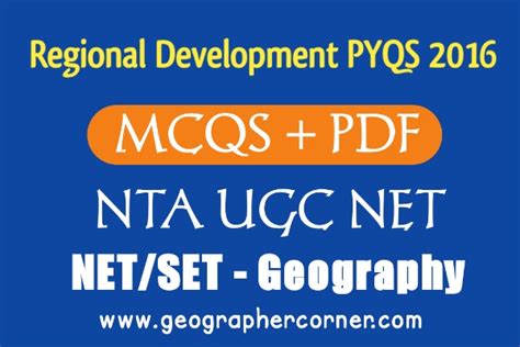 REGIONAL DEVELOPMENT PYQS JULY 2016 NTA UGC NET Geographer Corner