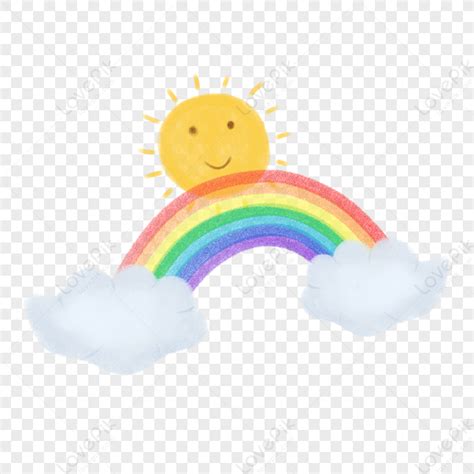 手繪彩虹太陽雲朵psd圖案素材免費下載，可愛卡通圖片，尺寸1000 × 1000px Lovepik
