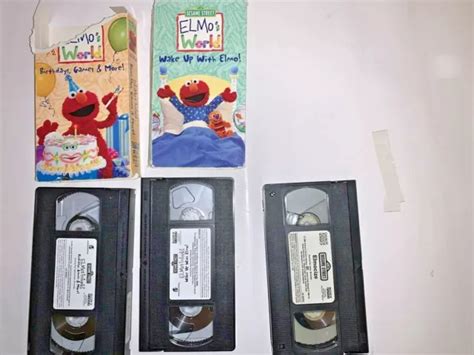 Sesame Street Elmos World Vhs Lot Birthday Games Wake Up With Elmo