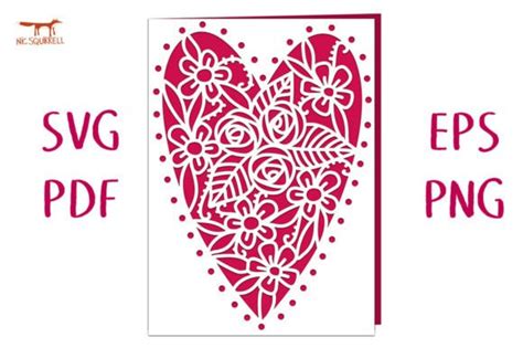 Filigree Floral Heart Card Svg Cut File Graphic By Nic Squirrell