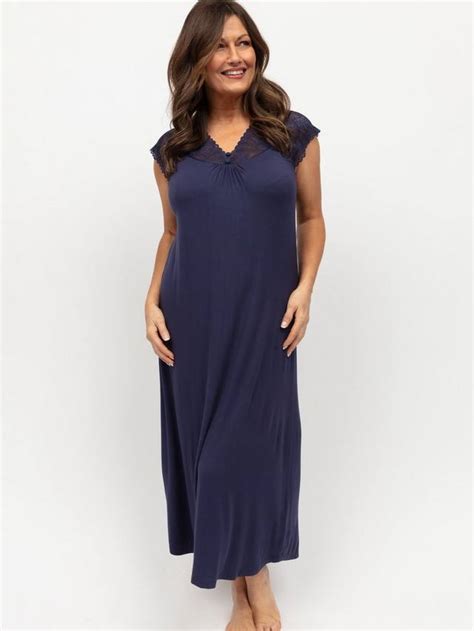 Cyberjammies Joanna Lace Sleeve Nightdress Navy