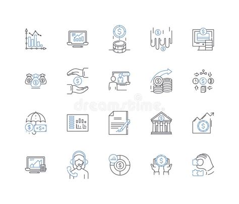 Budget Assistance Line Icons Collection Frugality Savings Restructuring Planning