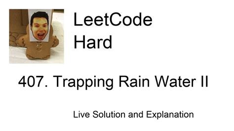 407 Trapping Rain Water II Leetcode Hard YouTube
